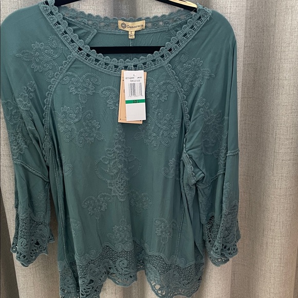 Democracy | Tops | Democracy Teal Lace Blouse Size L Nwt | Poshmark